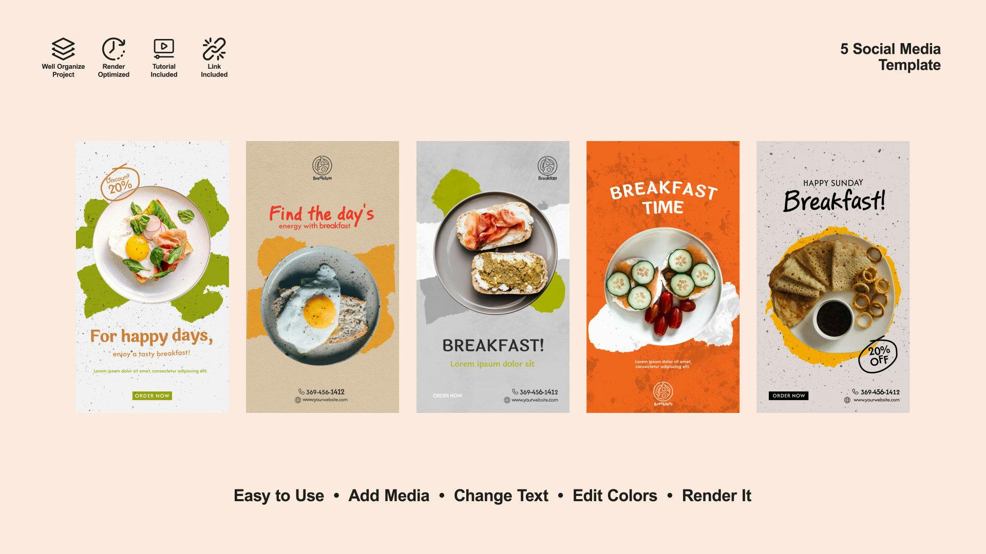 Breakfast Social Stories video templates | Artlist