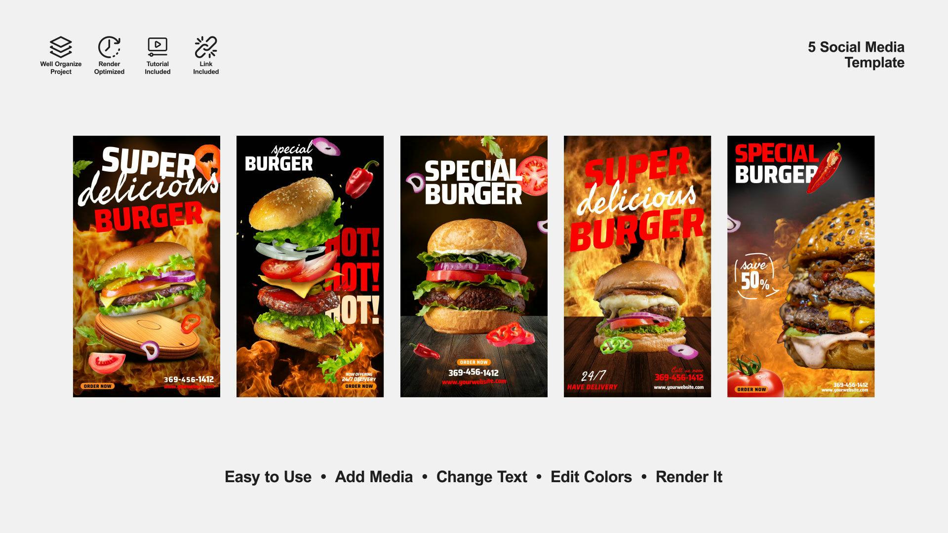 Burger Grill Food Reels video templates | Artlist