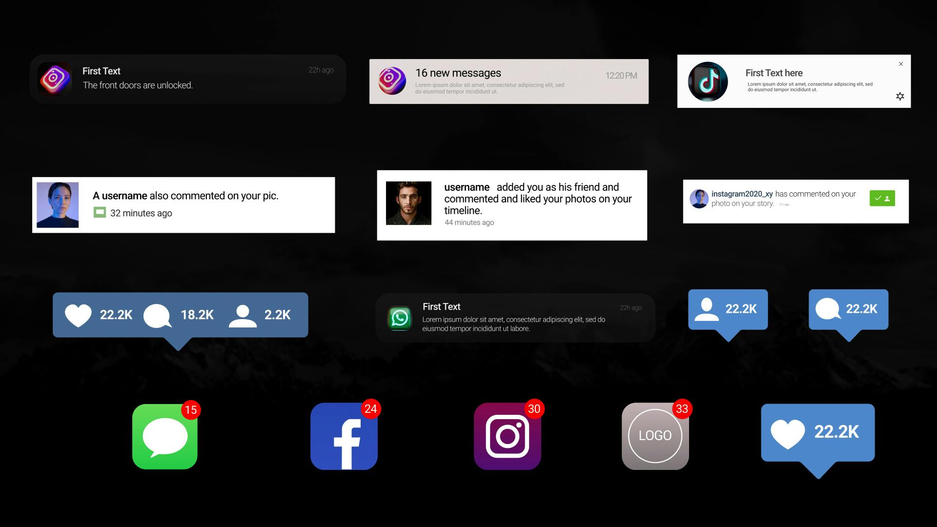 Notification Elements Pack video templates | Artlist