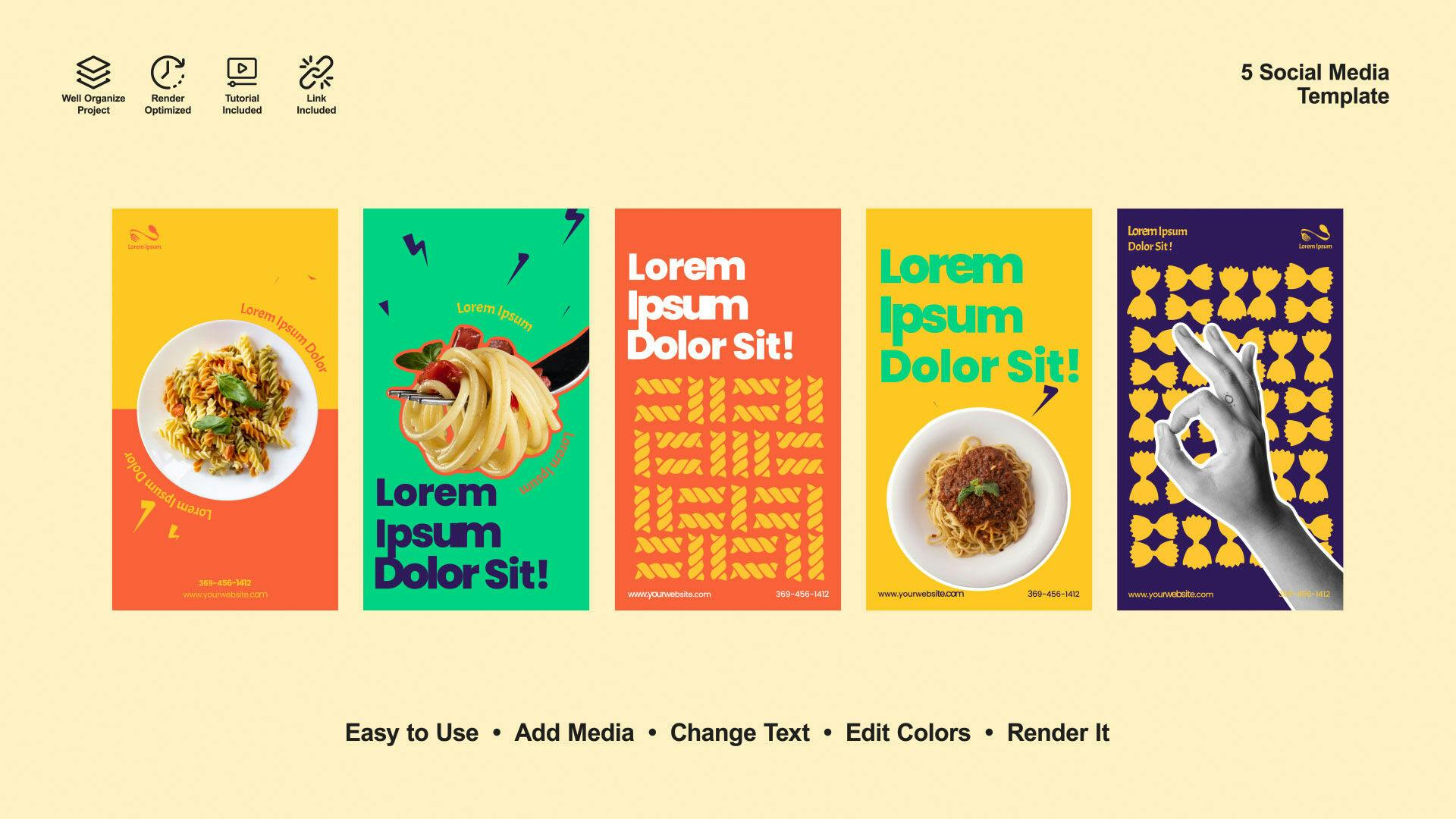Pasta Food Reels video templates | Artlist