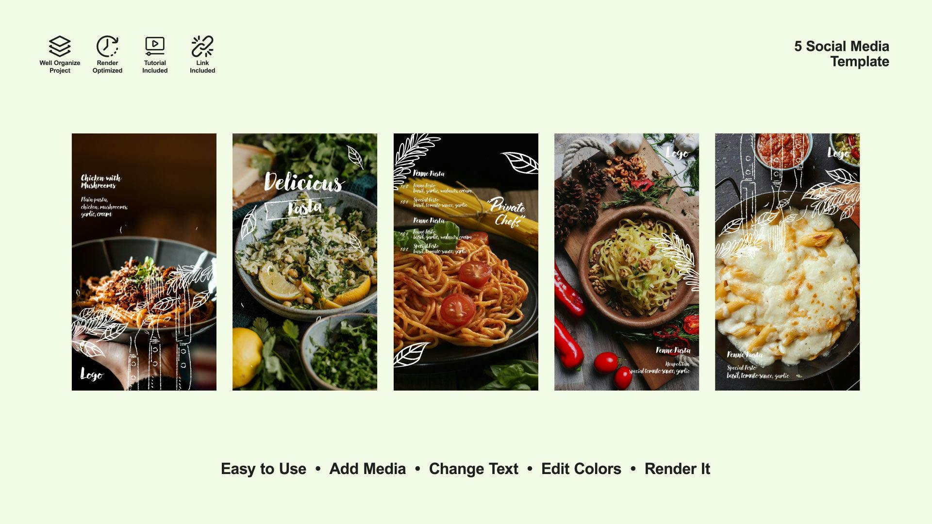 Pasta Restaurant Stories video templates | Artlist