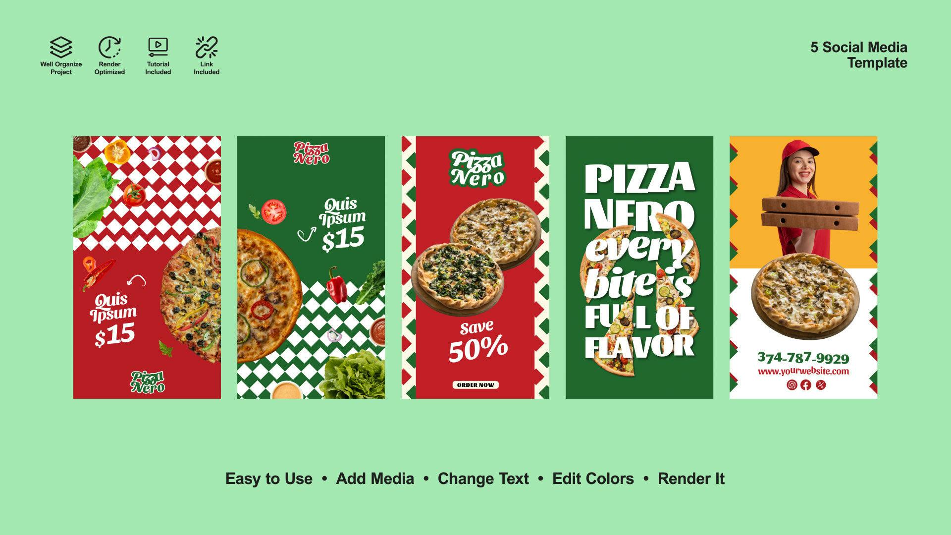 Pizza Food Stories video templates | Artlist