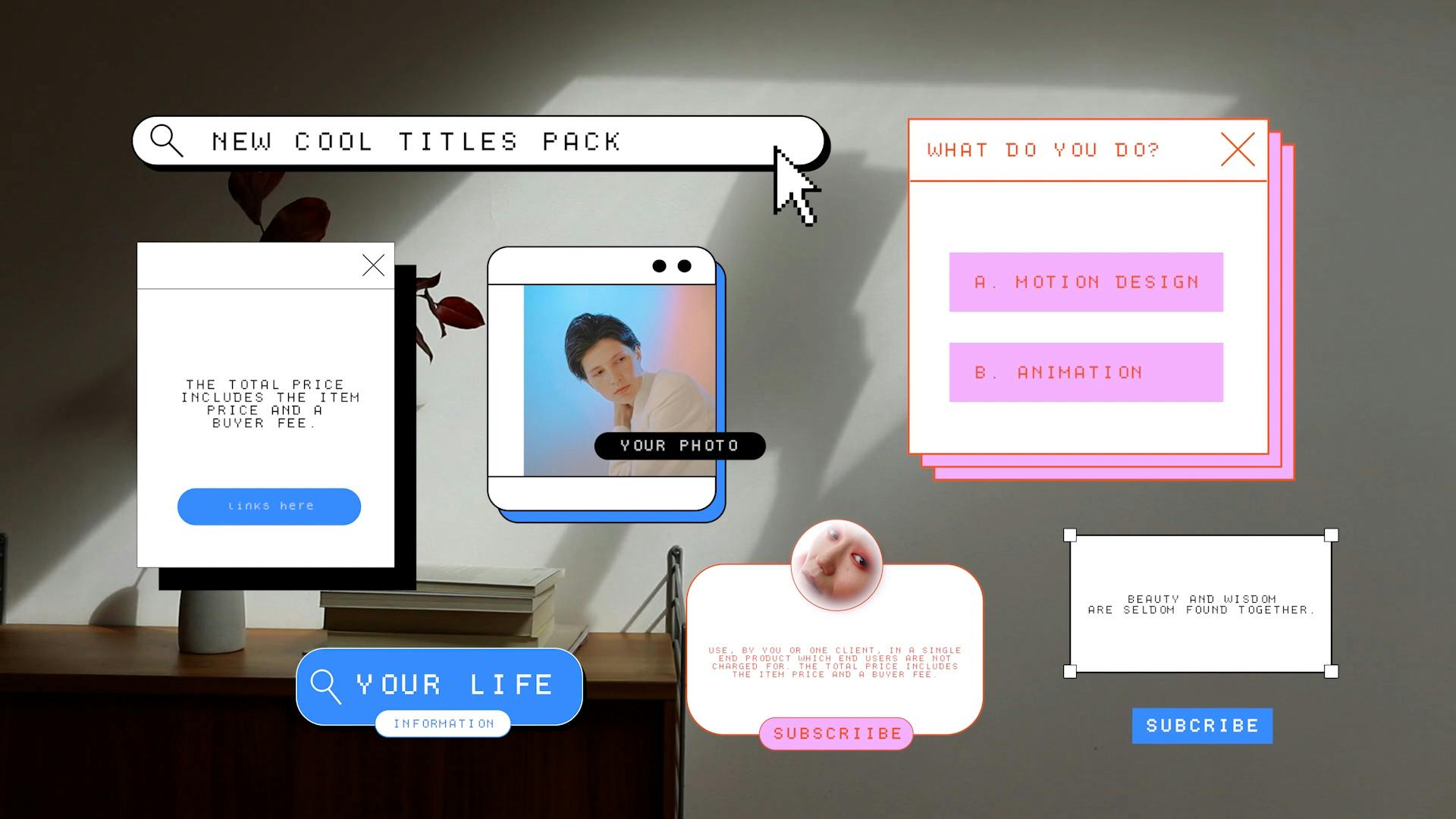 Pixel Message Titles Pack video templates | Artlist