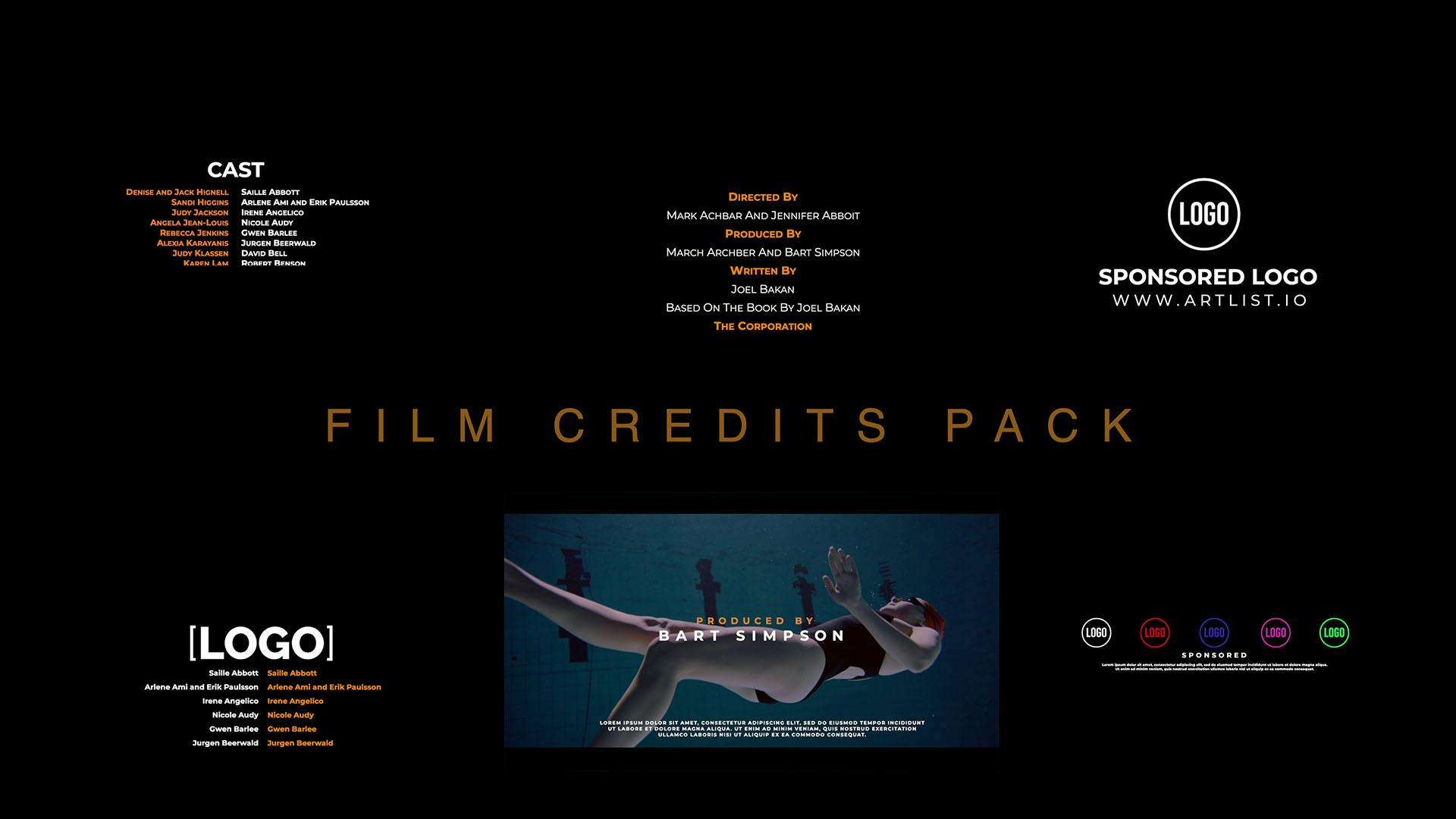 Film Credits Pack video templates | Artlist