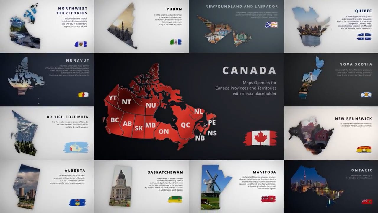 Maps Opener - Canada Provinces video templates | Artlist