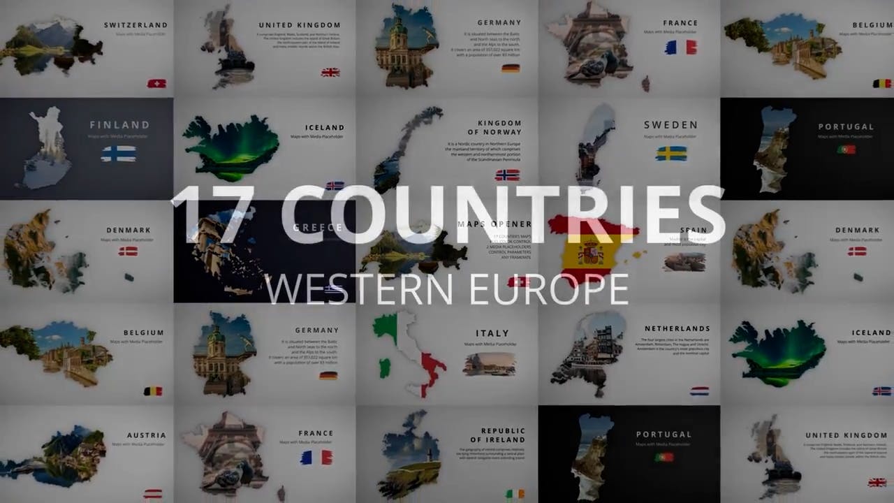 Maps Opener - Western Europe video templates | Artlist
