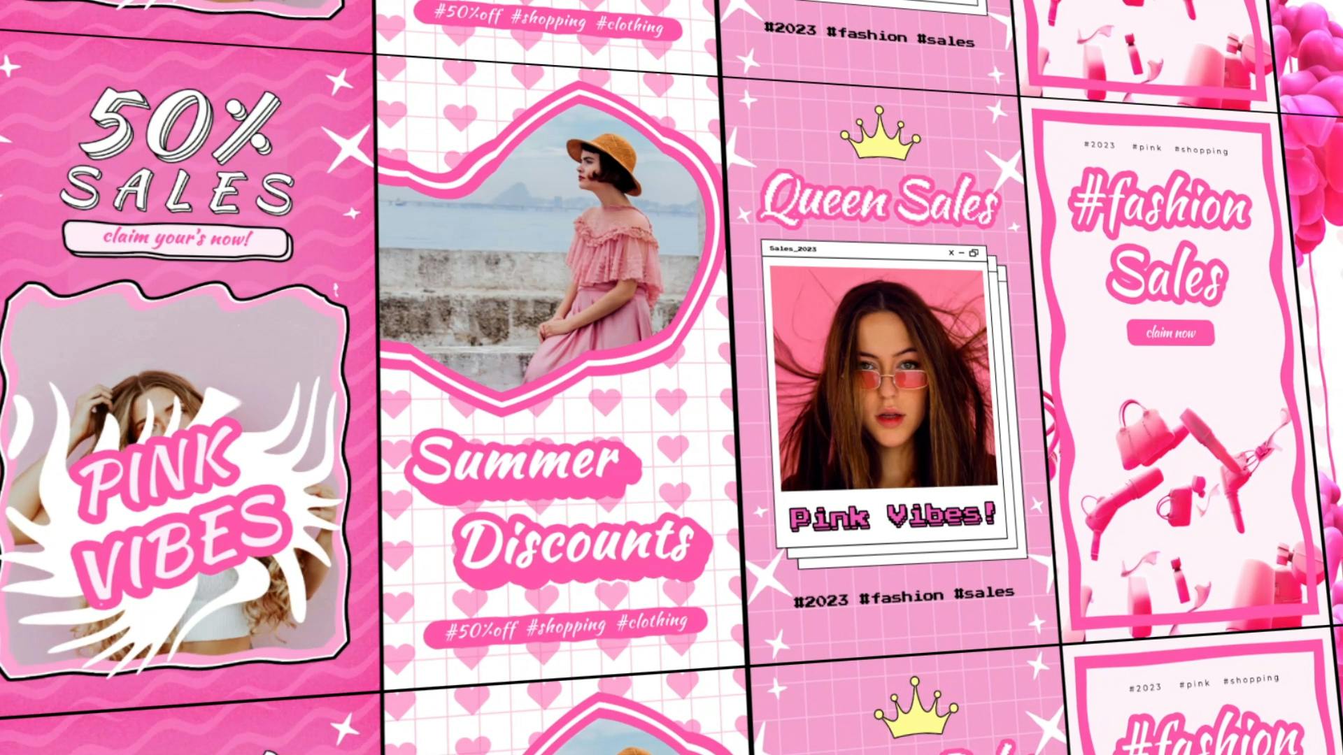 Pink Stories Pack video templates | Artlist