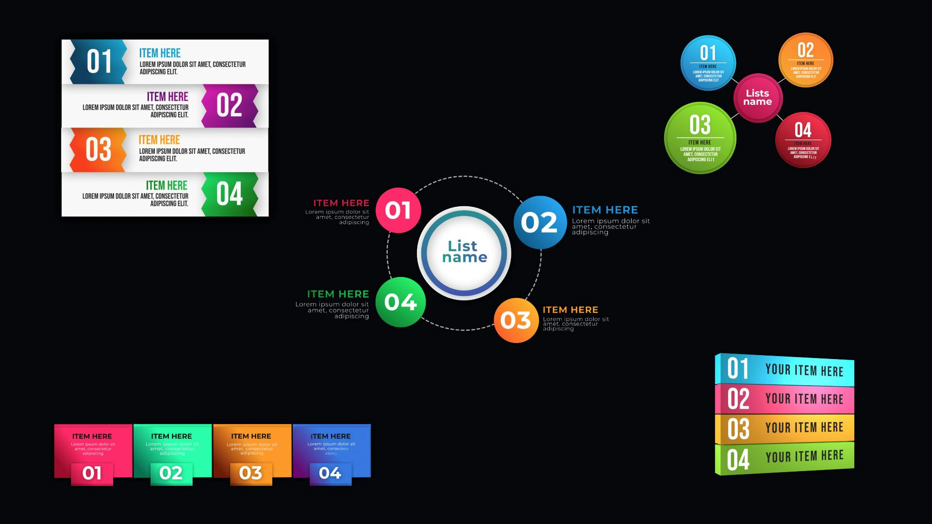 Infographic Animated Lists video templates | Artlist
