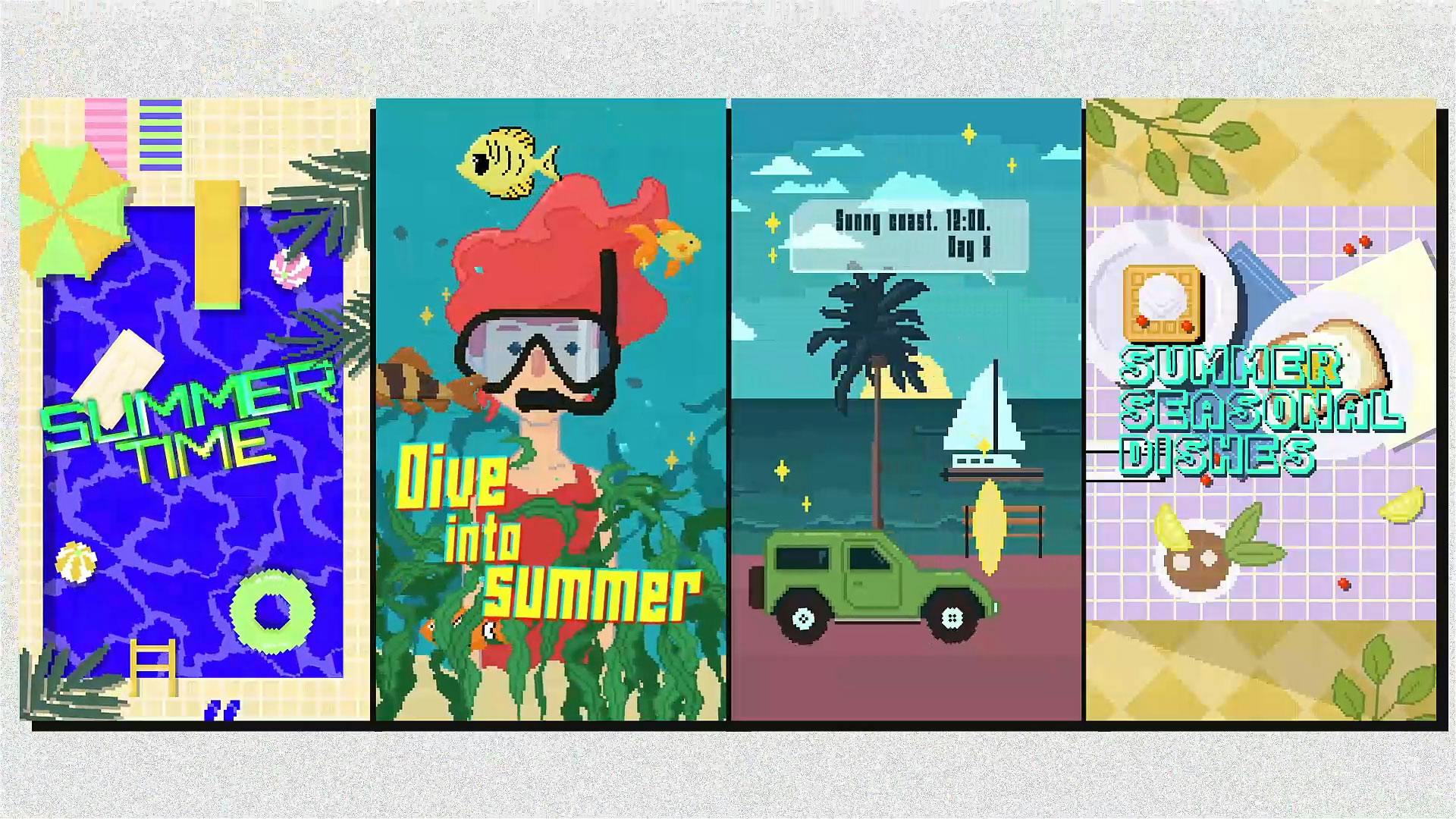 Summer Pixel Art Stories video templates | Artlist